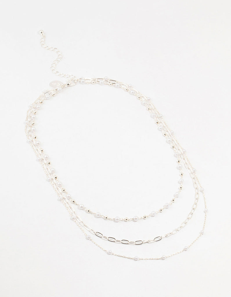 Silver Fine Station Pearl Necklace - Lovisa