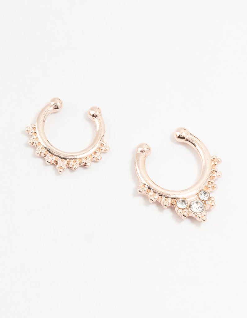 Rose Gold Diamante Ball Faux Septum Rings 2-Pack - Lovisa