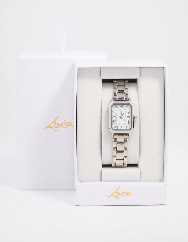 Silver Rectangle Roman Numeral Watch - Lovisa