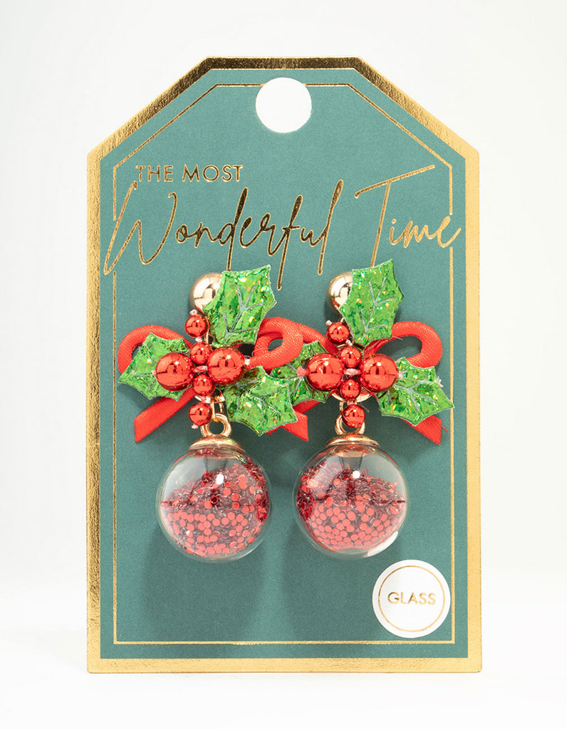 Red & Green Holly Shaker Earrings - Lovisa