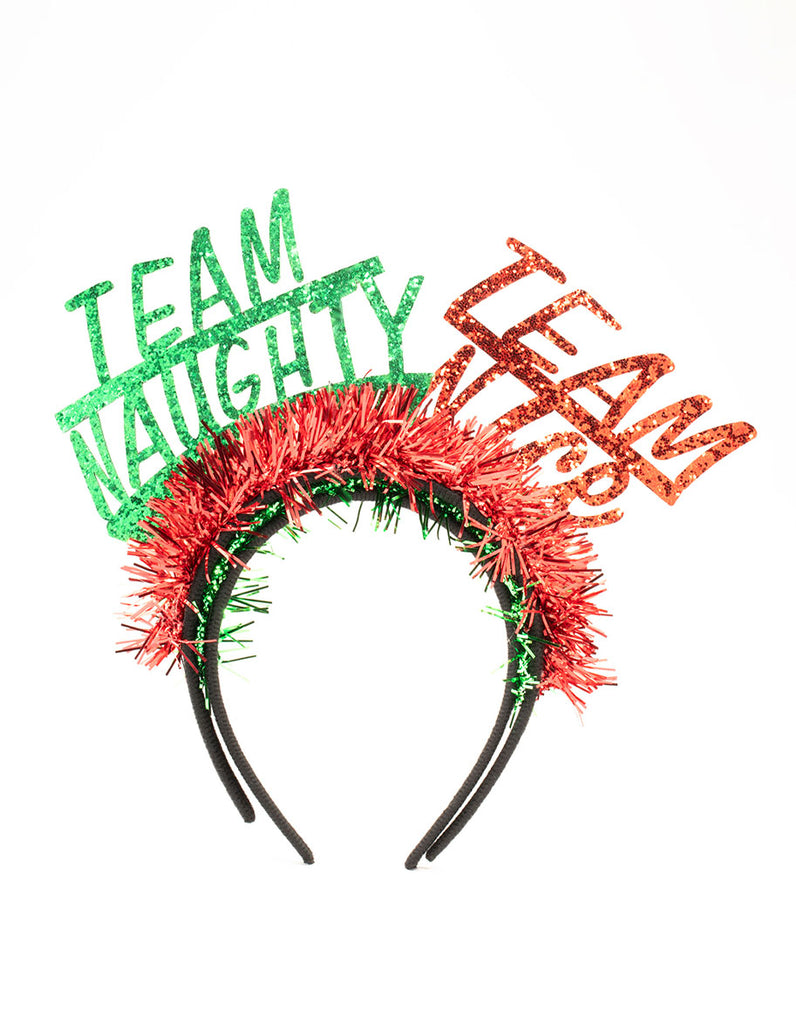 Red Naughty & Nice Tinsel Headbands 2-Pack - Lovisa