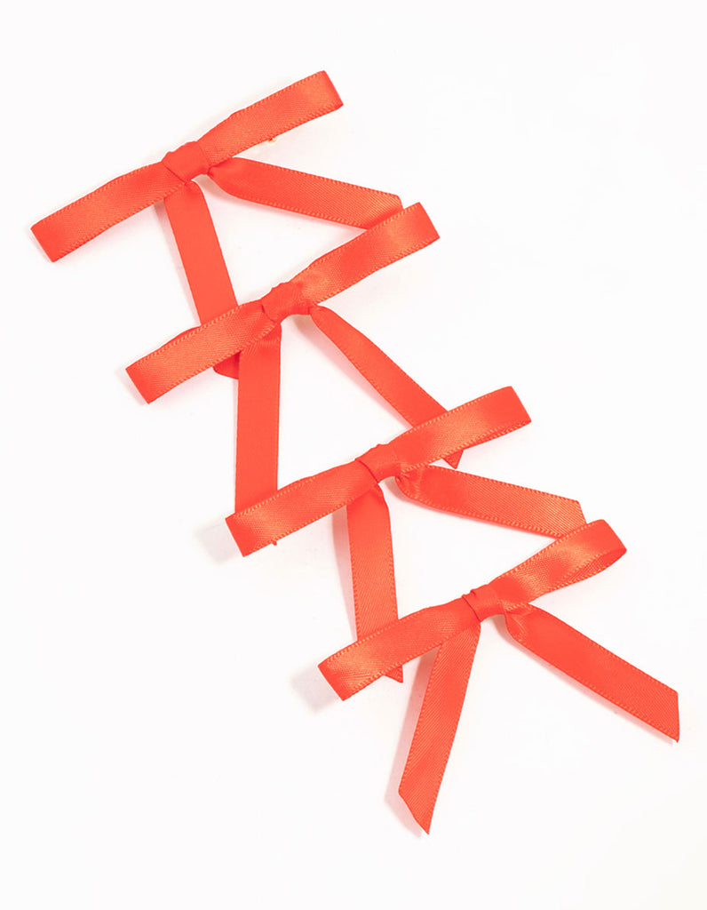Mini Red Satin Bows 4-Pack - Lovisa