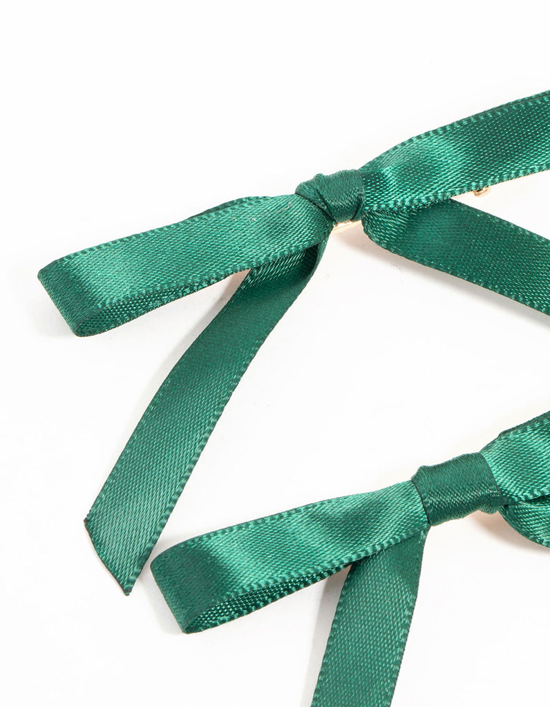Mini Green Satin Bows 4-Pack - Lovisa