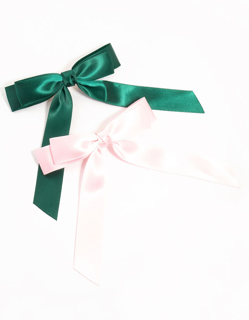 Green & Pink Double Loop Bows 2-Pack - Lovisa