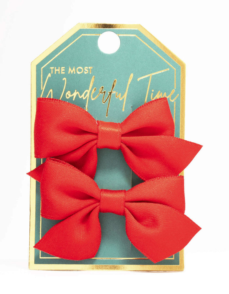 Red Fabric Bows 2-Pack - Lovisa