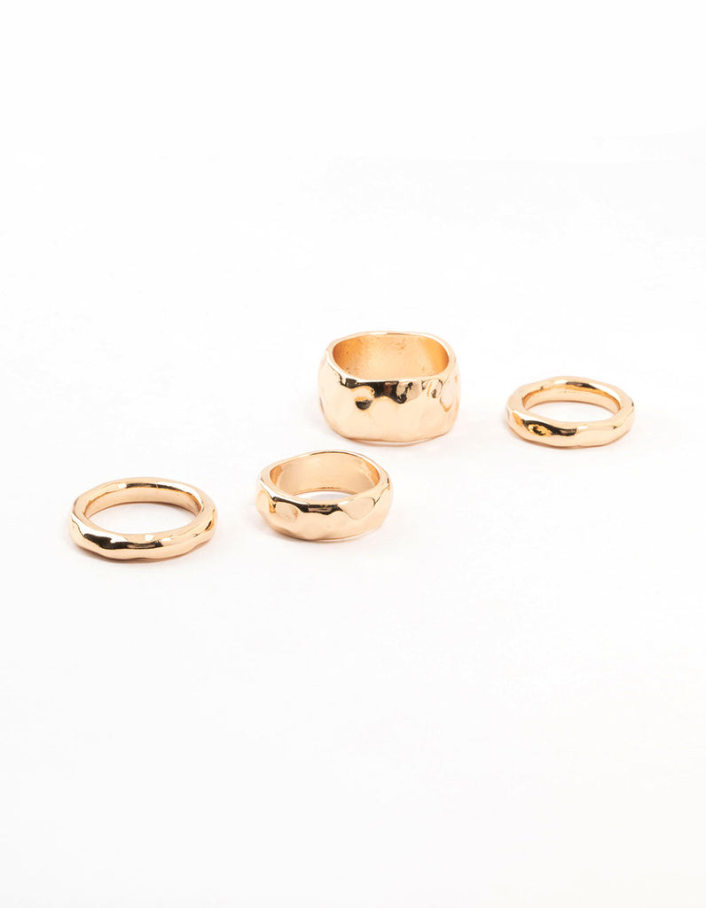 Gold Molten Thick Stacking Ring Pack - Lovisa