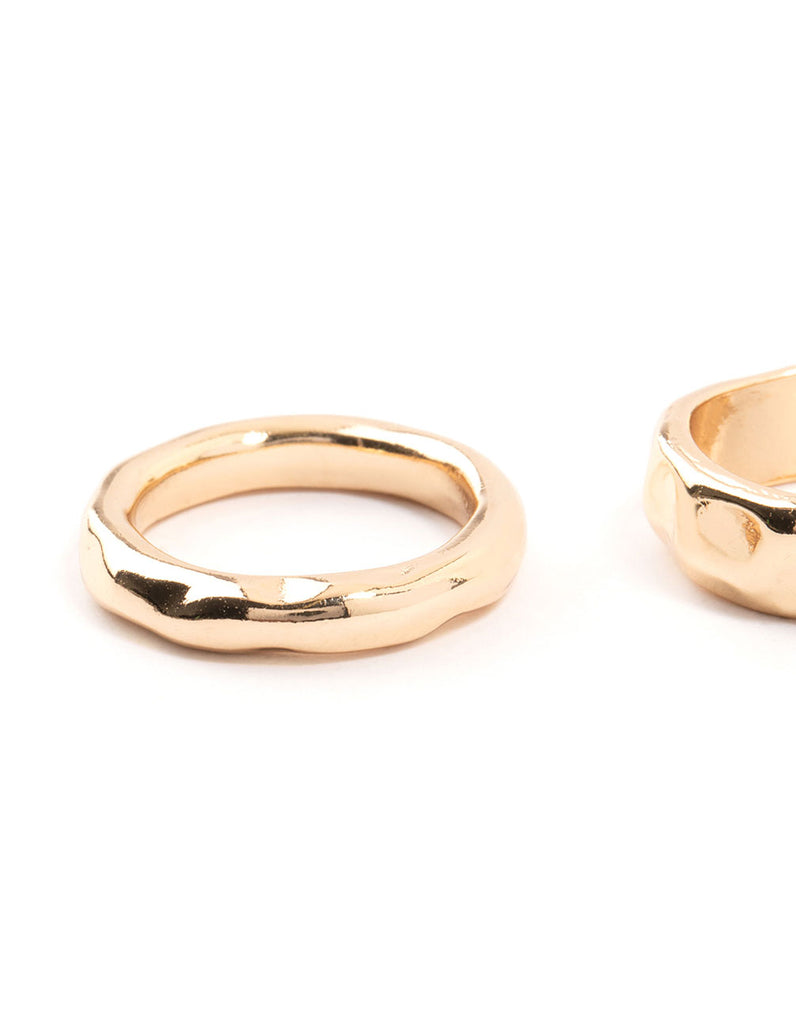 Gold Molten Thick Stacking Ring Pack - Lovisa