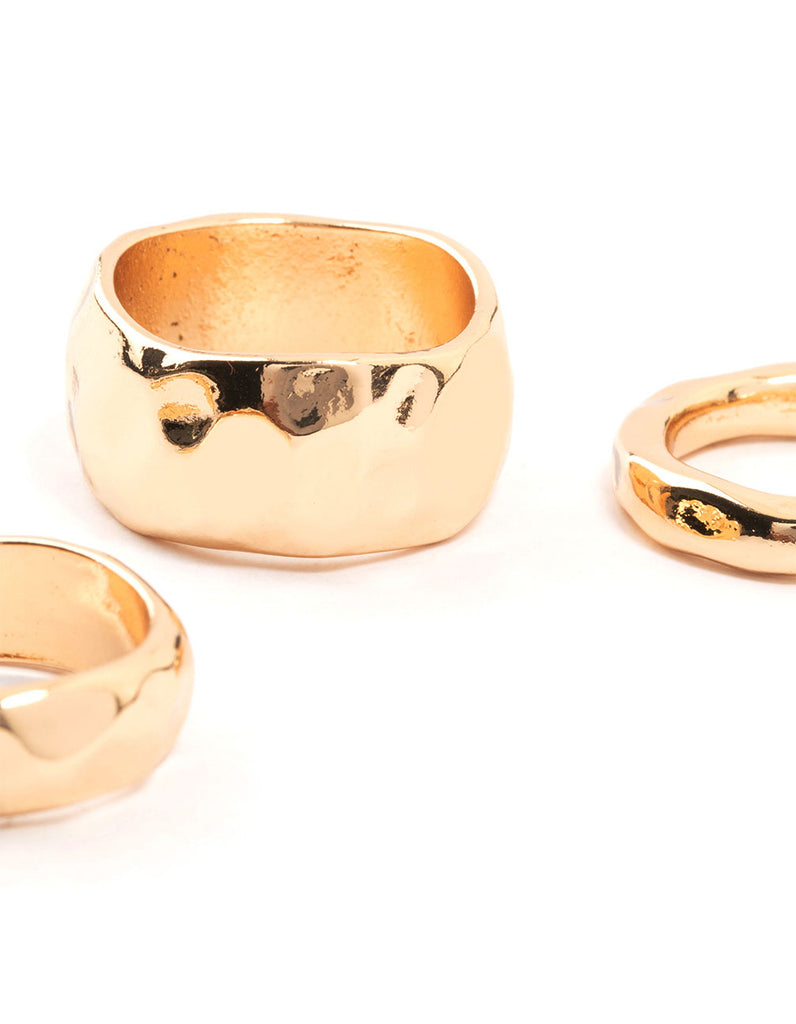 Gold Molten Thick Stacking Ring Pack - Lovisa