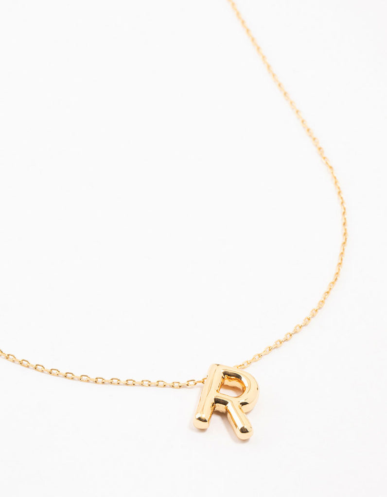 Gold Plated Bubble R Letter Necklace - Lovisa