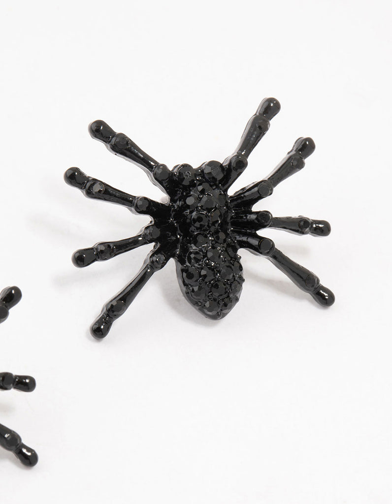 Black Coated Statement Spider Stud Earrings - Lovisa