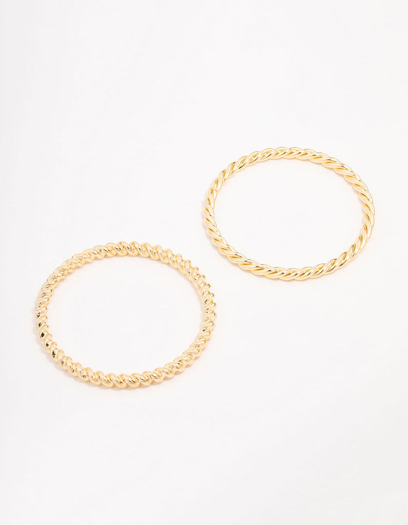 Gold Plated Twisted Bangles 2-Pack - Lovisa