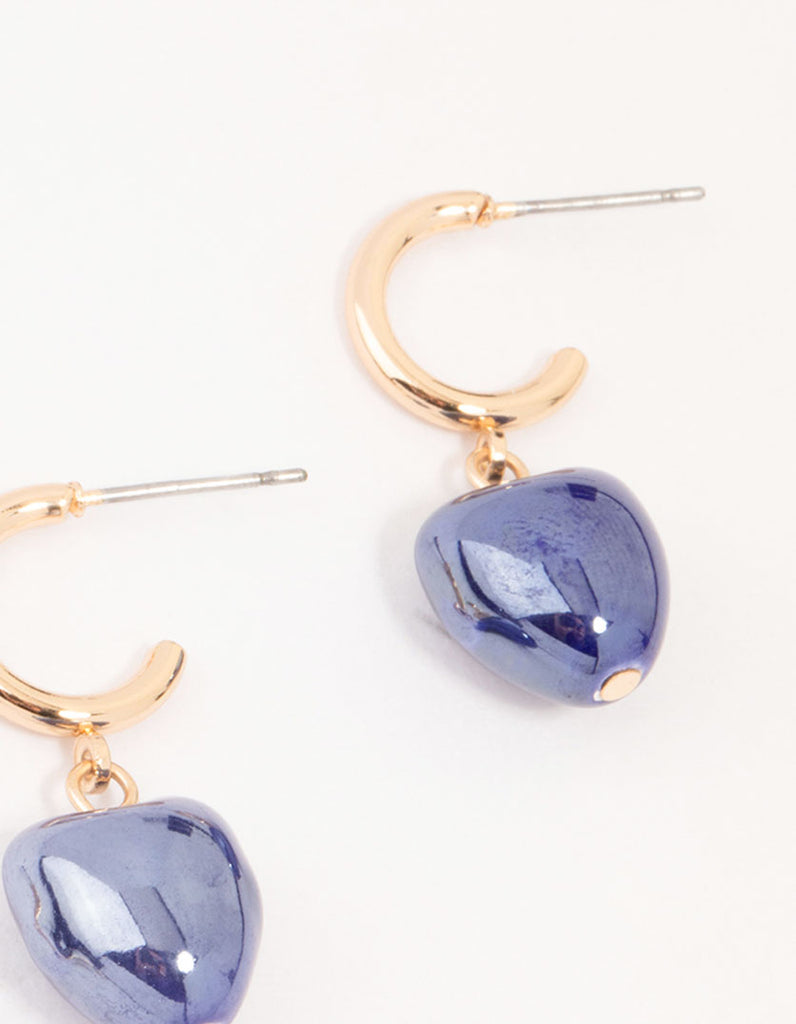 Gold Mini Blue Heart Drop Earrings 2-Pack - Lovisa