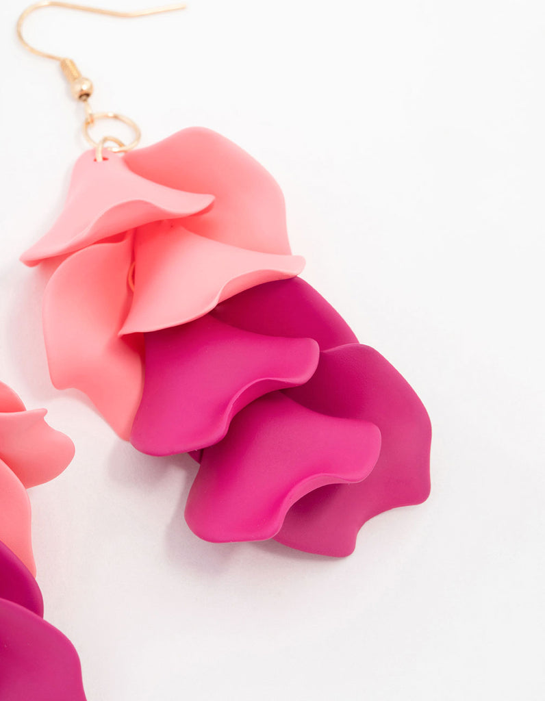 Pink Coated Petal Drop Earrings - Lovisa