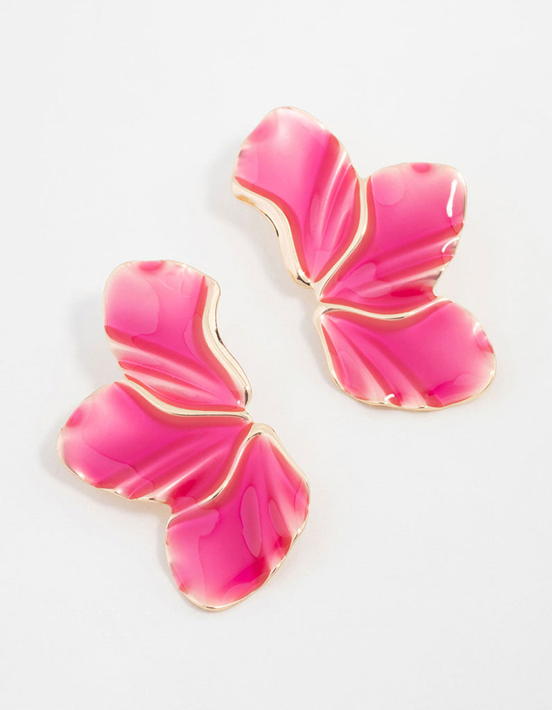 Gold Pink Petal Stud Earrings - Lovisa