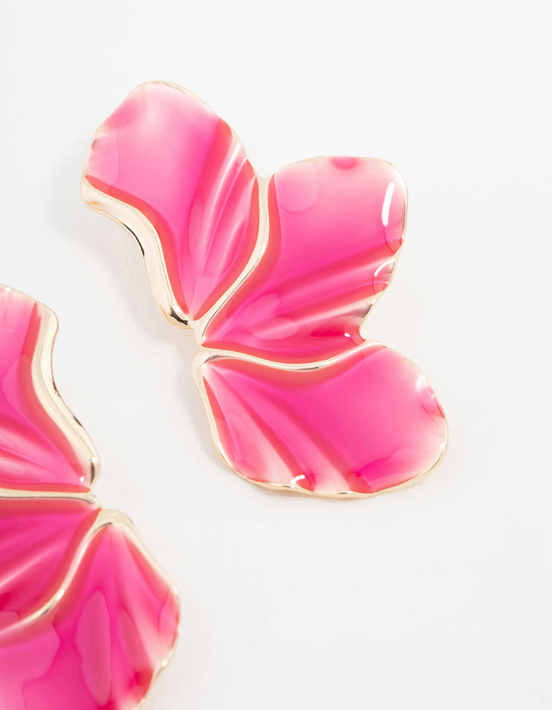 Gold Pink Petal Stud Earrings - Lovisa