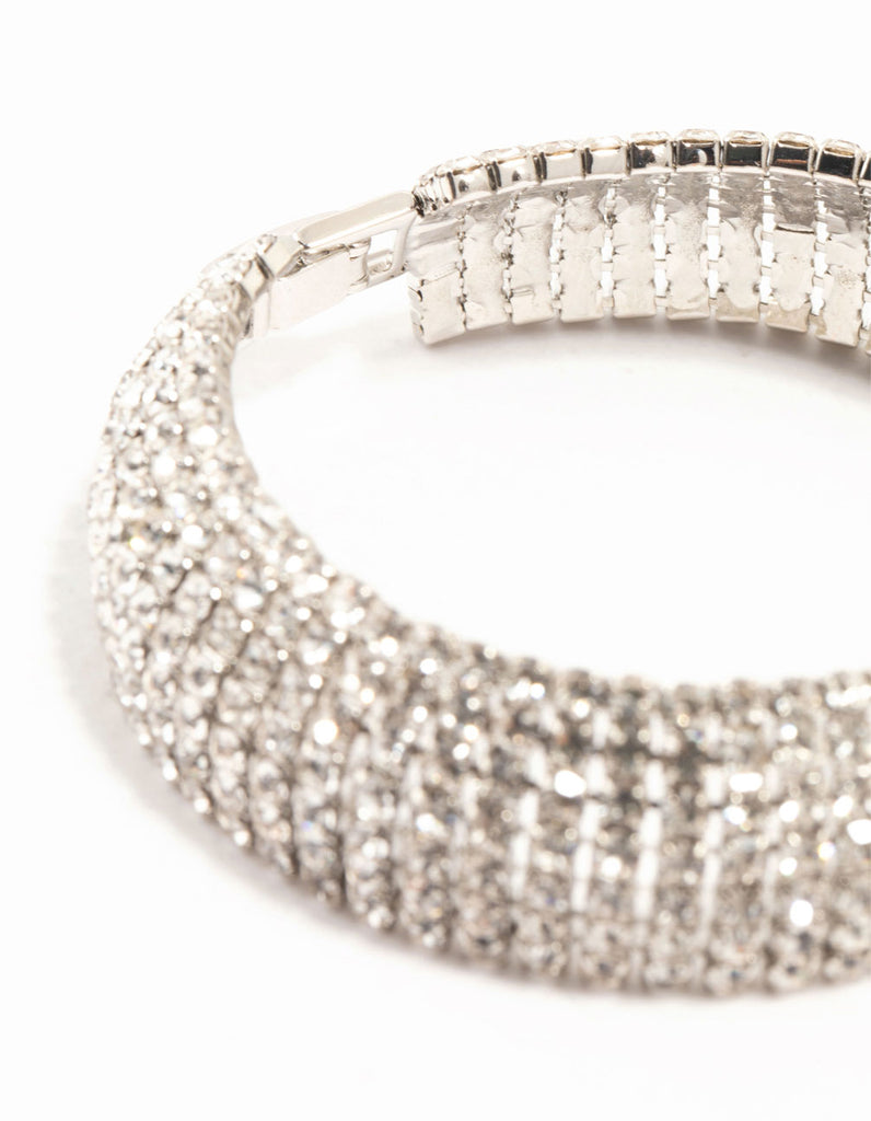 Silver Thick Cup Chain Diamante Bracelet - Lovisa