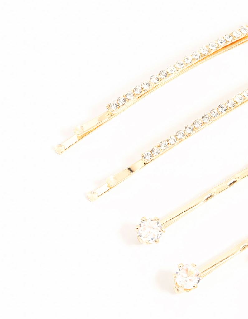 Gold Pave & Single Diamante Slides 6-Pack - Lovisa