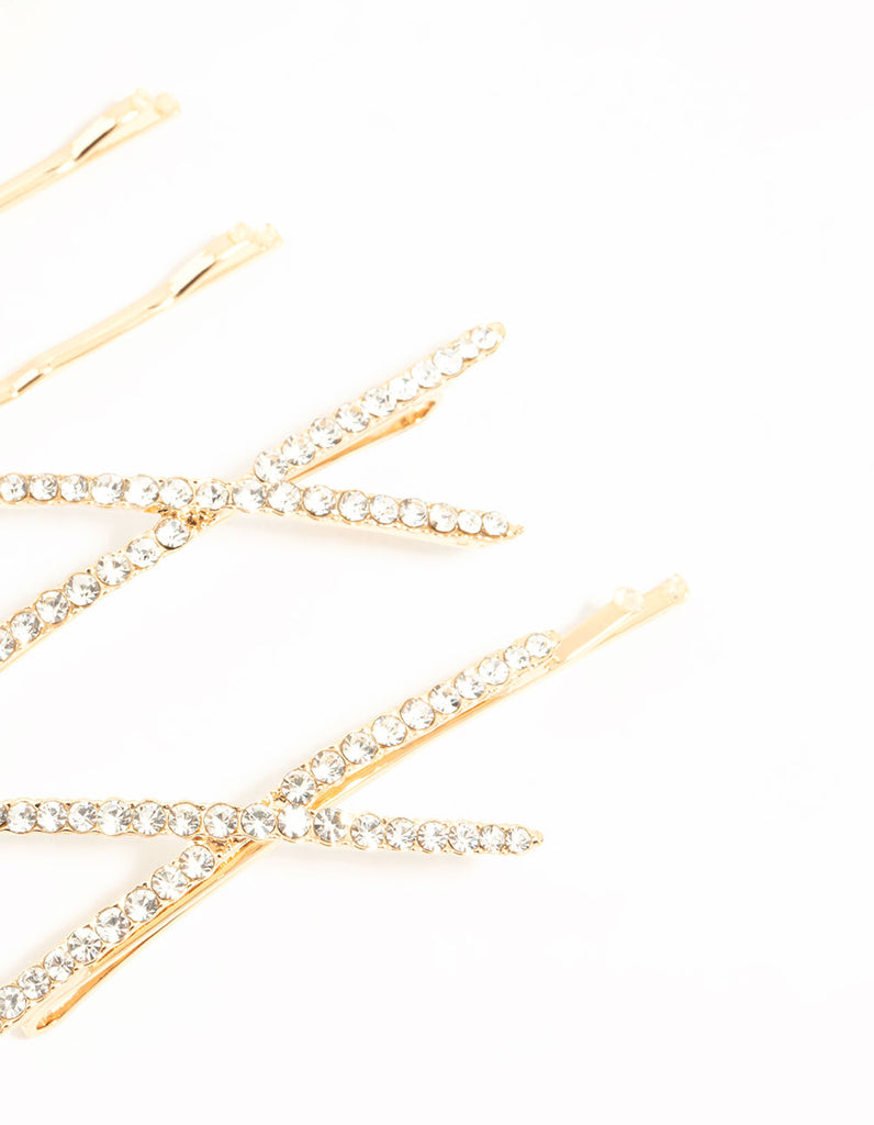 Gold Pave & Single Diamante Slides 6-Pack - Lovisa