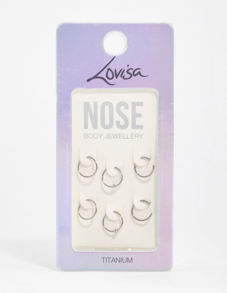 Titanium Nose Rings 6-Pack - Lovisa