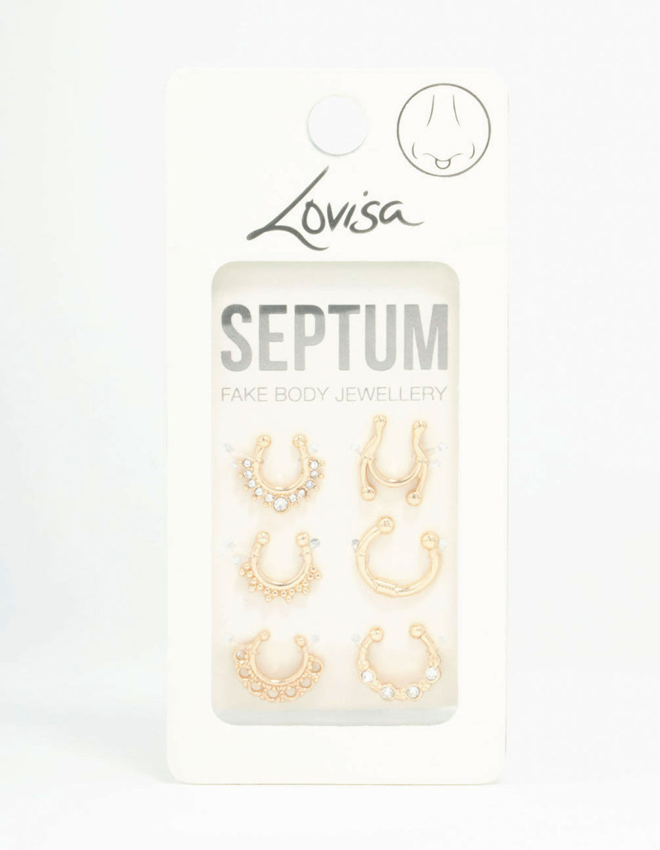 Gold Plated Faux Septum Rings 6-Pack - Lovisa