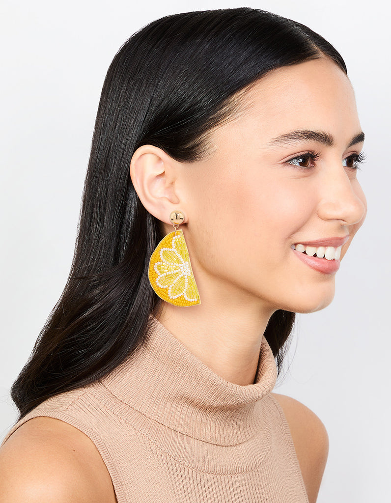 Yellow Beaded Lemon Drop Earrings - Lovisa