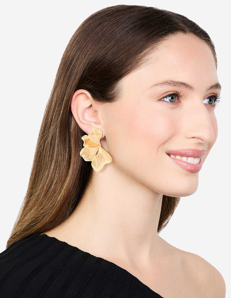 Gold Plated Organic Petal Stud Earrings - Lovisa