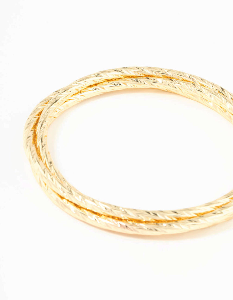Gold Plated Textured Bangles 3-Pack - Lovisa