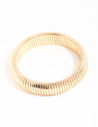 Gold Ridged Cuff Bangle - Lovisa
