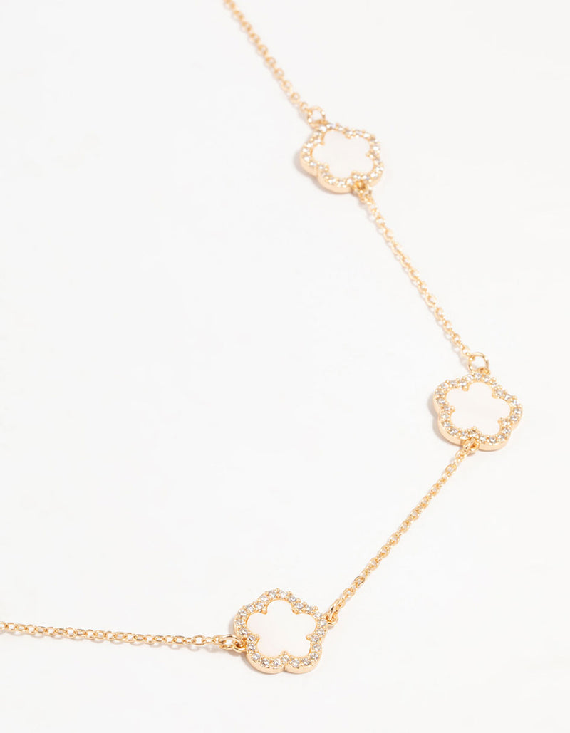 Gold Cubic Zirconia Flower Necklace - Lovisa