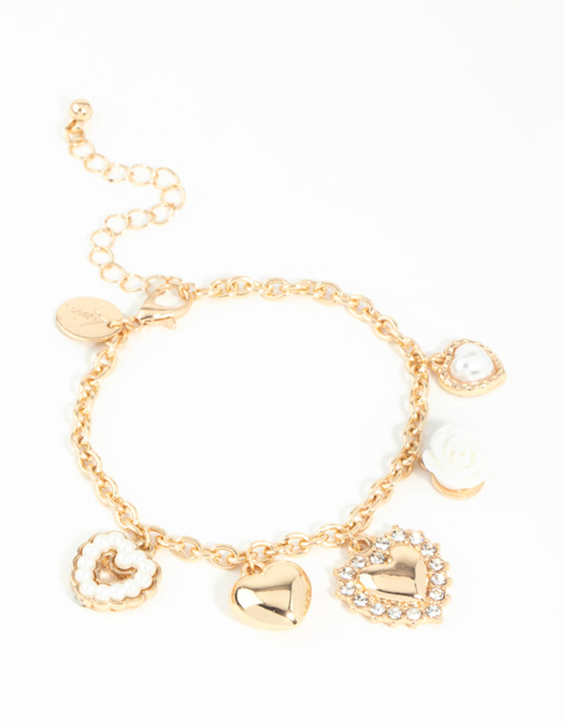 Gold Heart Charm Bracelet Lovisa