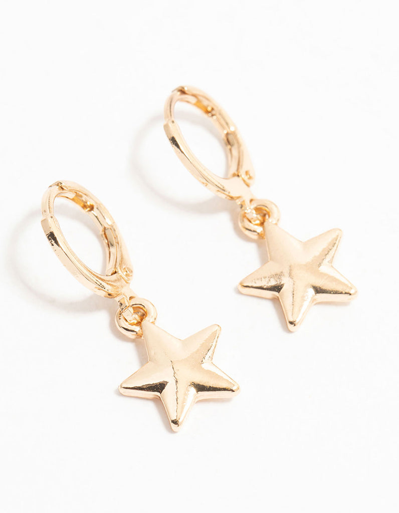 Gold Star Drop Hoop Earrings - Lovisa