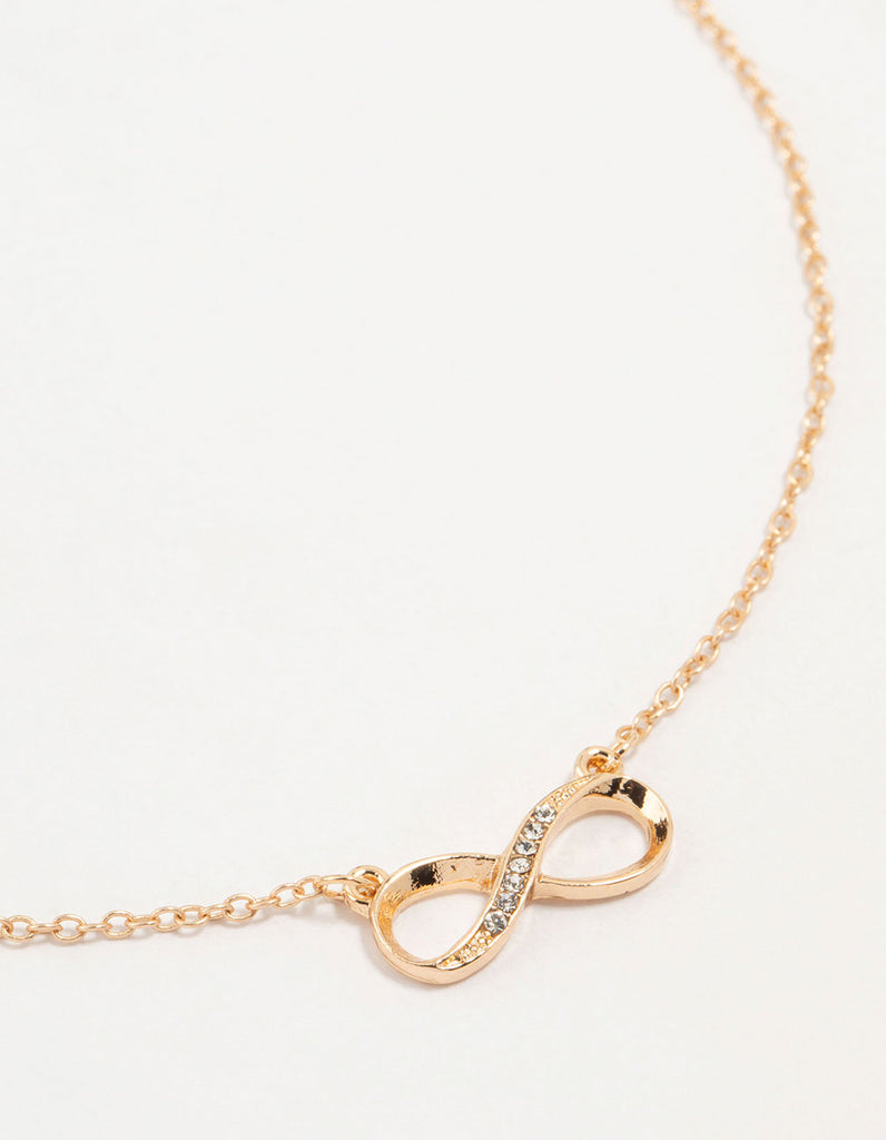 Gold Diamante Infinity Necklace - Lovisa