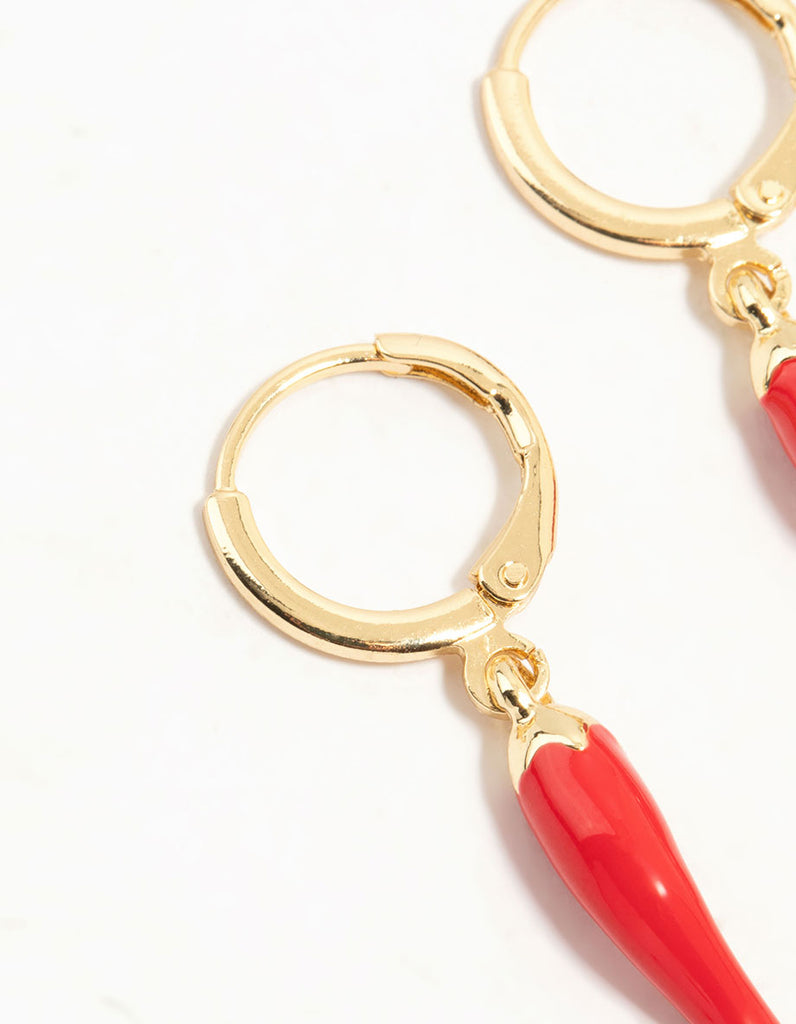 Gold Plated Evil Eye & Chilli Hoop Earrings 2-Pack - Lovisa