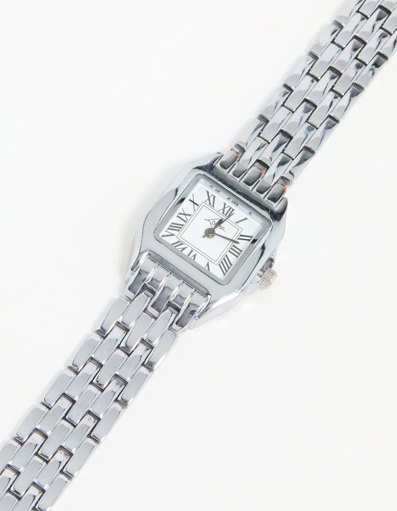 Silver Small Vintage Square Watch - Lovisa