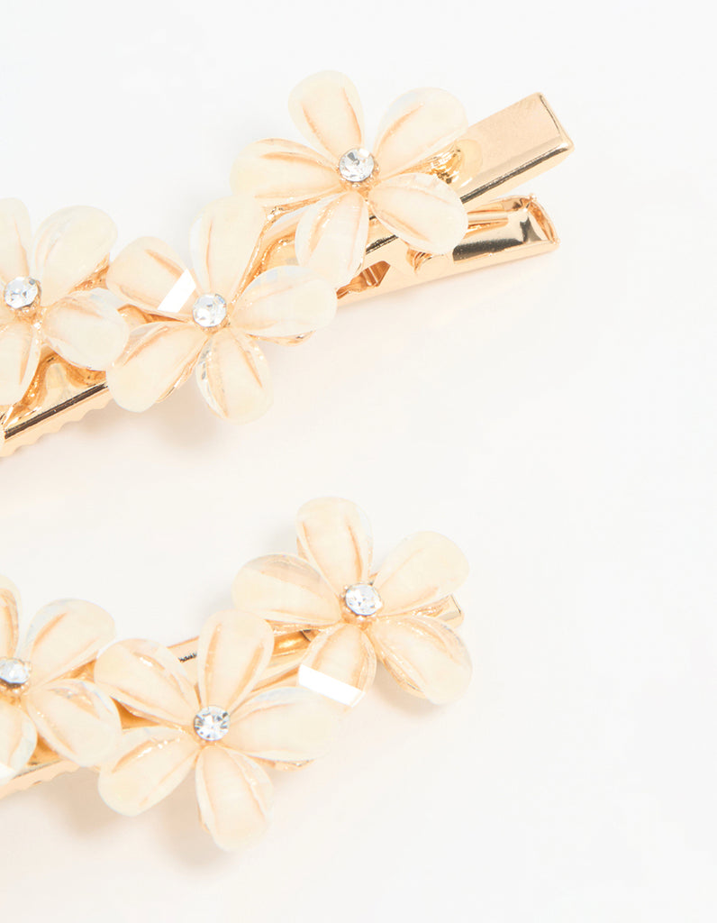 Gold Diamante Mini Flower Clips 2-Pack - Lovisa