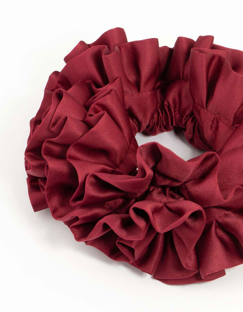 Burgundy Large Ruffle Fabric Scrunchie - Lovisa