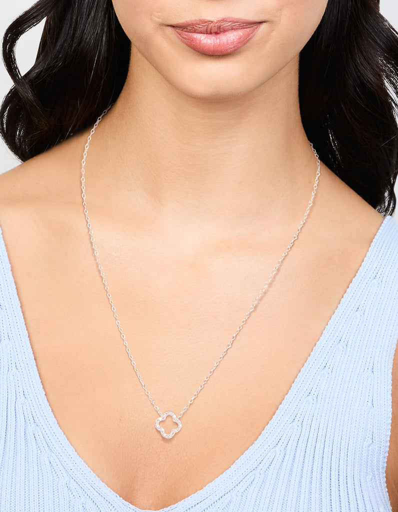 Sterling Silver Cubic Zirconia Flower Pendant Necklace - Lovisa