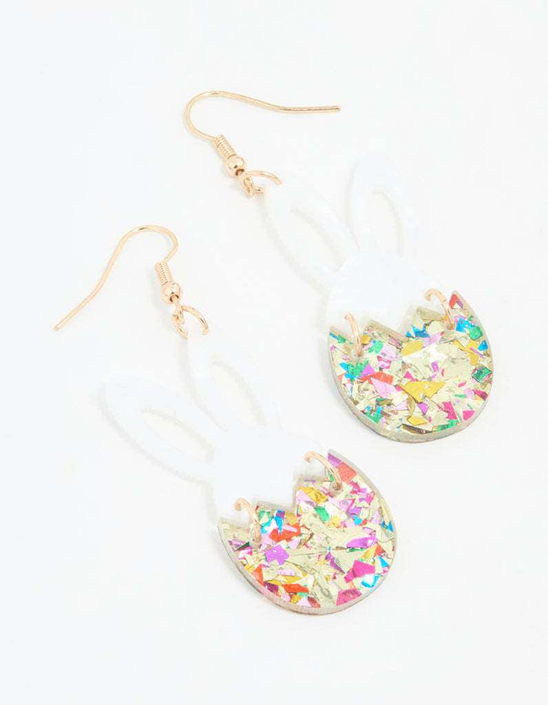 Gold Sequin Shaker Bunny Egg Drop Earrings - Lovisa