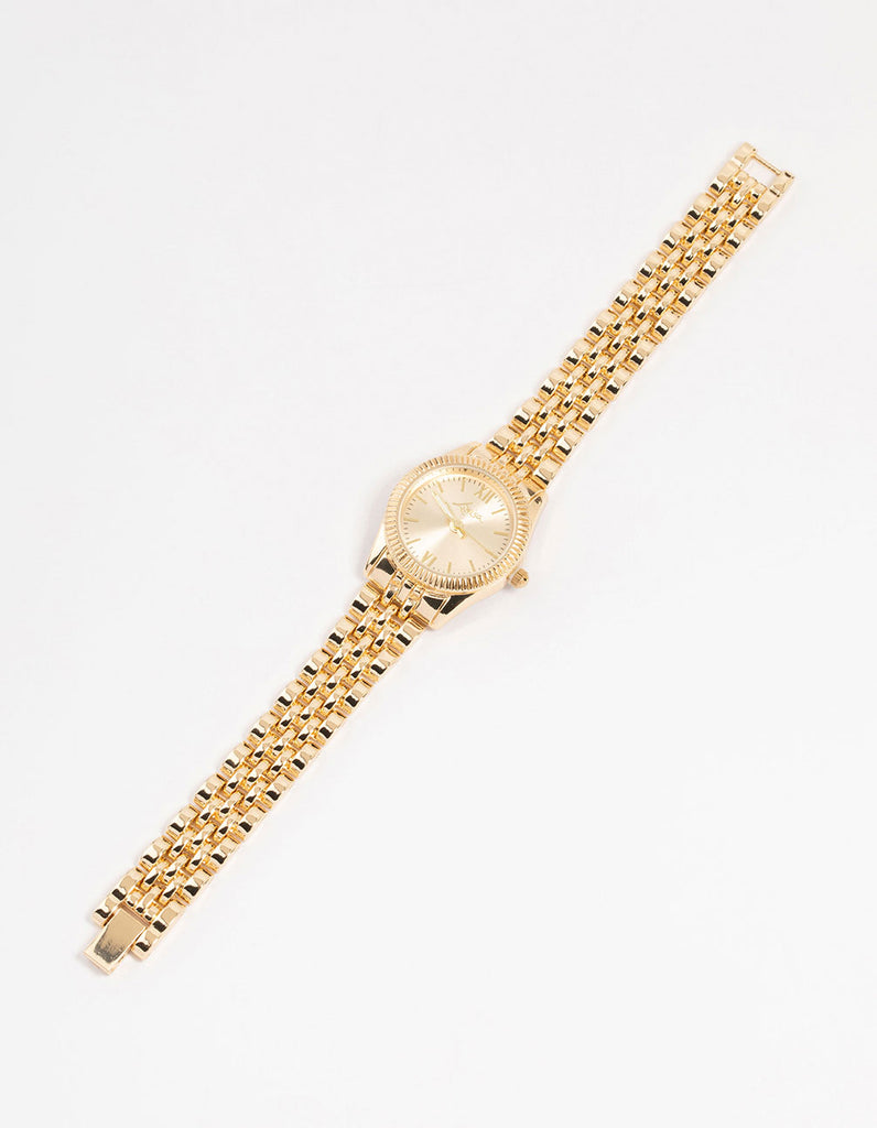 Gold Small Round Watch - Lovisa