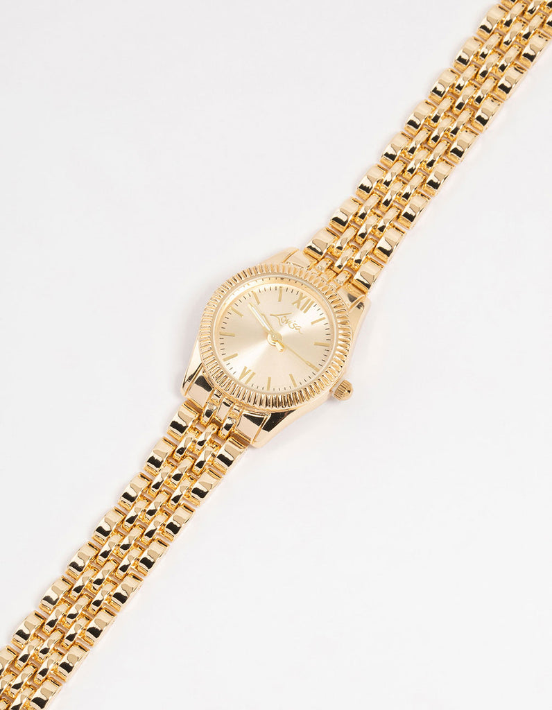 Gold Small Round Watch - Lovisa