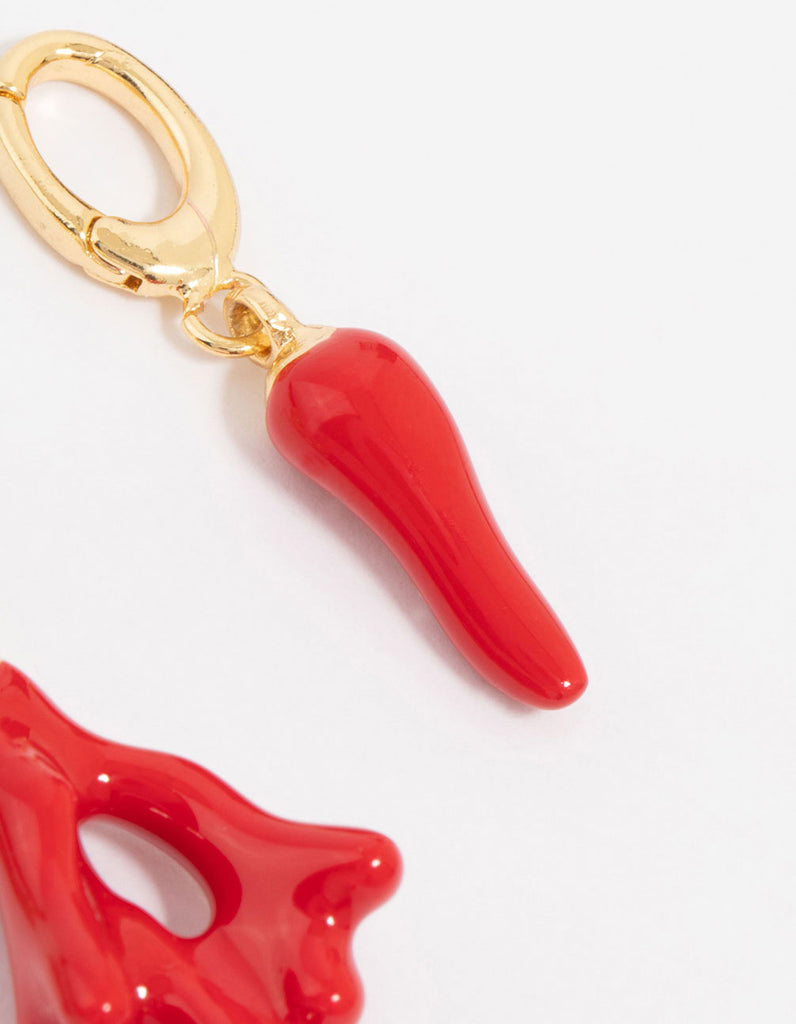 Gold Plated Coral & Chilli Charms 3-Pack - Lovisa