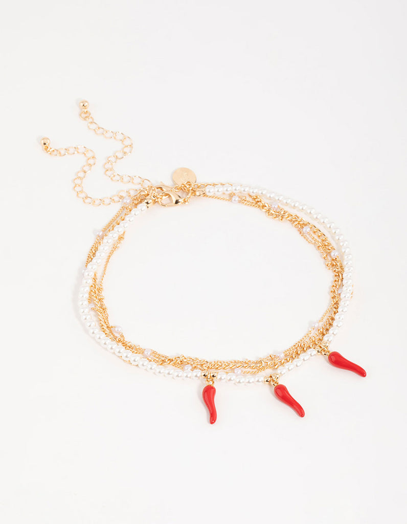 Gold Pearl & Chilli Choker Necklace - Lovisa
