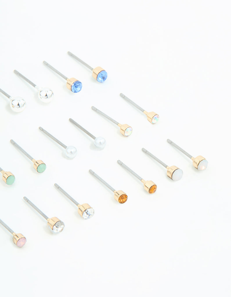 Gold Mixed Basic Small Stud Earrings 8-Pack - Lovisa