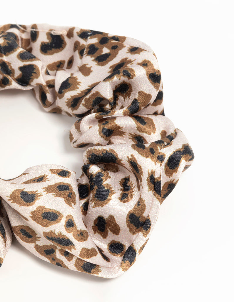 Satin Fabric Leopard Print & Cream Scrunchies 3-Pack - Lovisa