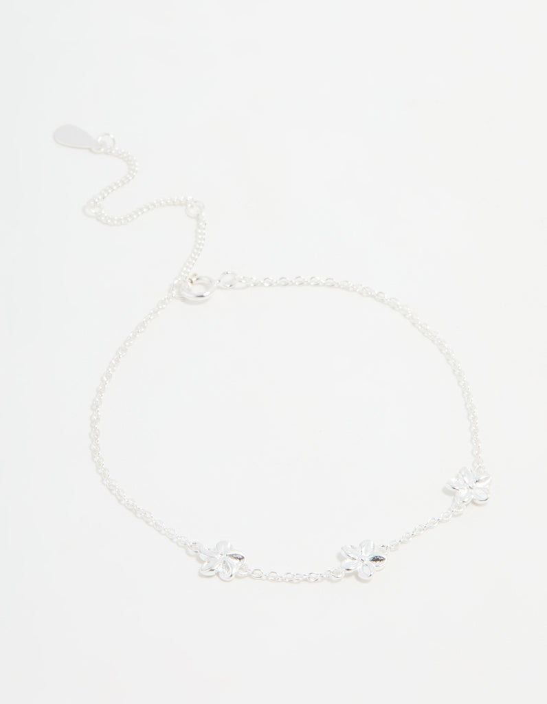 Sterling Silver Flower Trio Bracelet - Lovisa