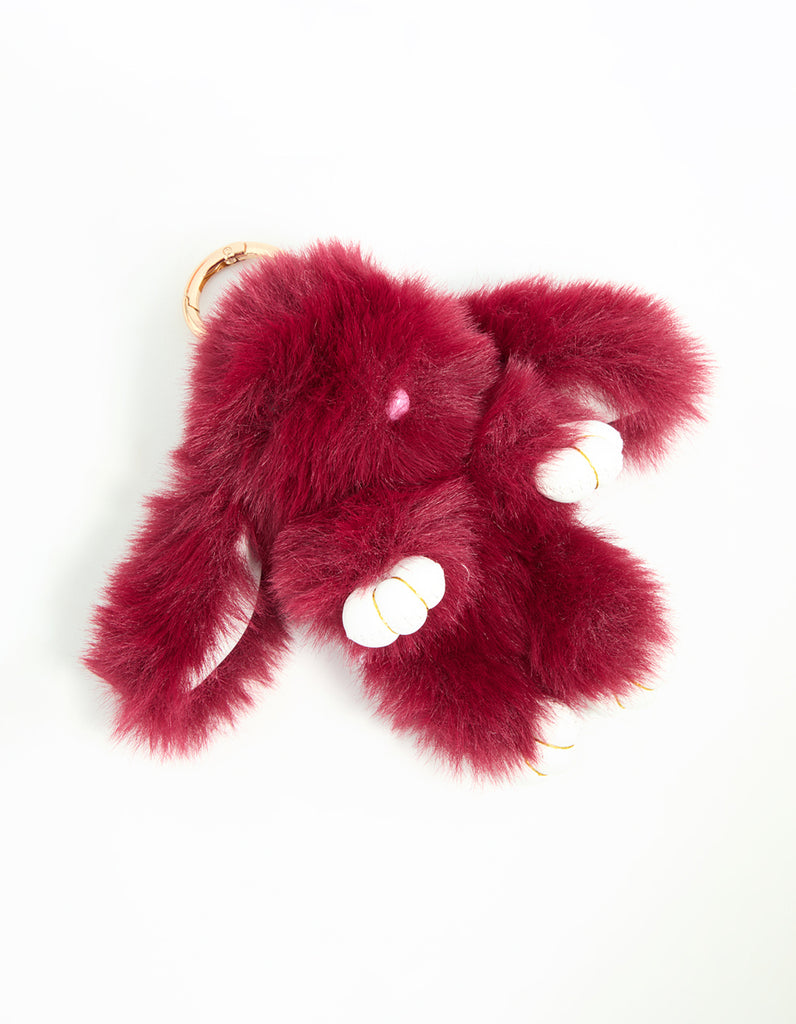 Red Fluffy Fabric Small Bunny Keychain - Lovisa