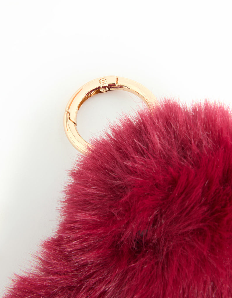 Red Fluffy Fabric Small Bunny Keychain - Lovisa