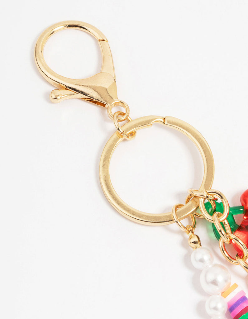 Gold Colourful Beaded Heart Keychain - Lovisa