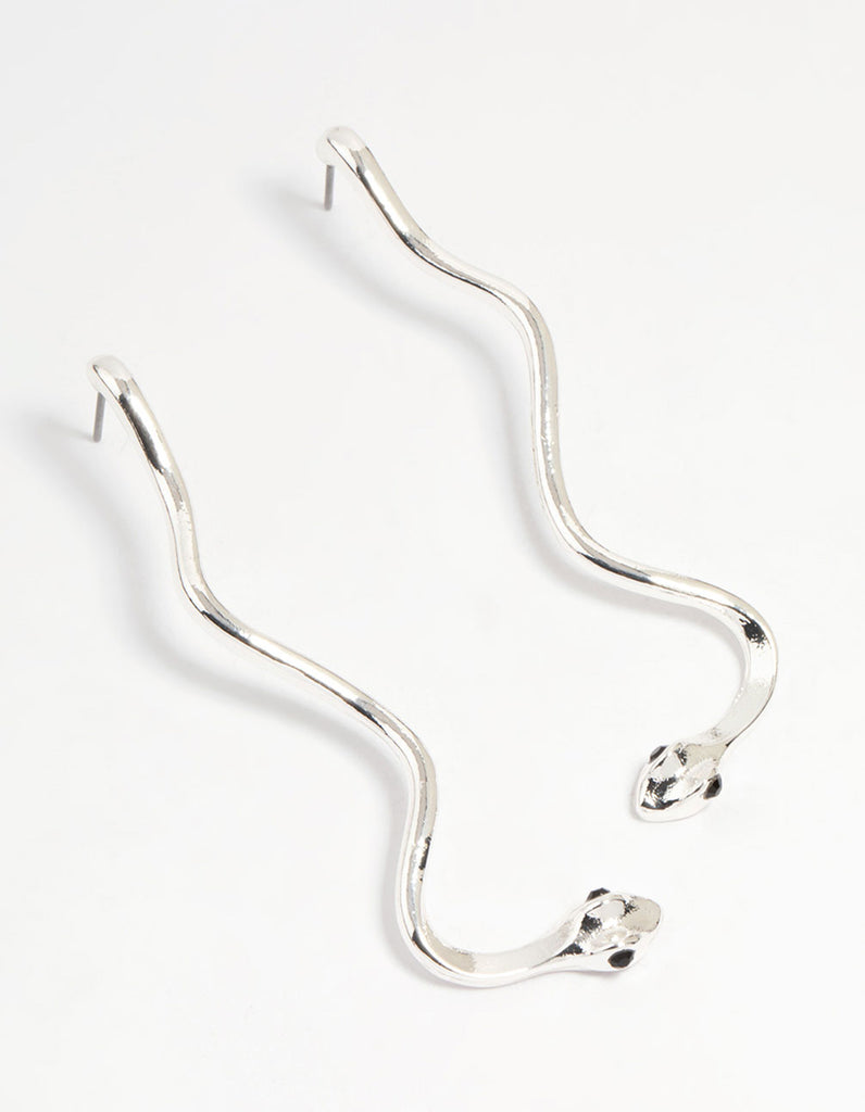 Silver Squiggle Snake Drop Earrings - Lovisa