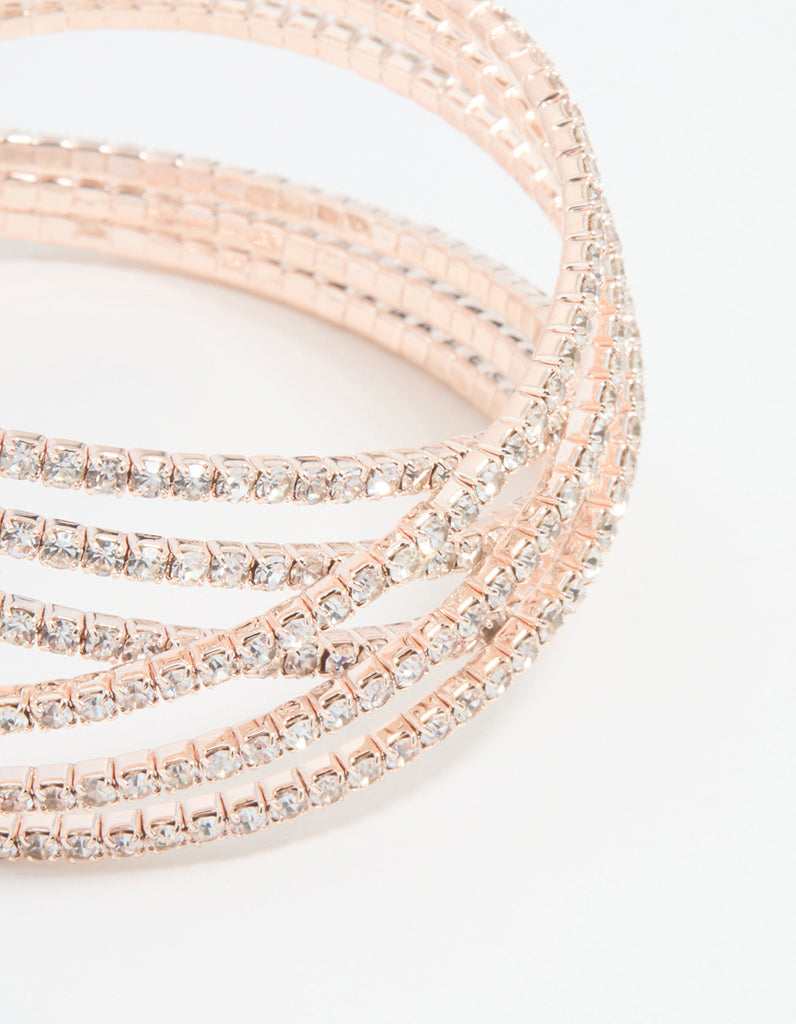 Rose Gold Diamante Layered Wrist Cuff - Lovisa